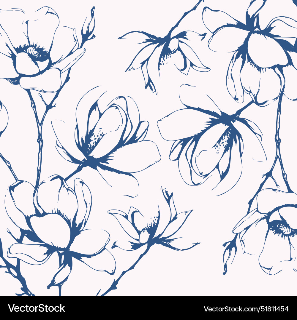 Magnolia tree branch spring flowers abstract Vector Image