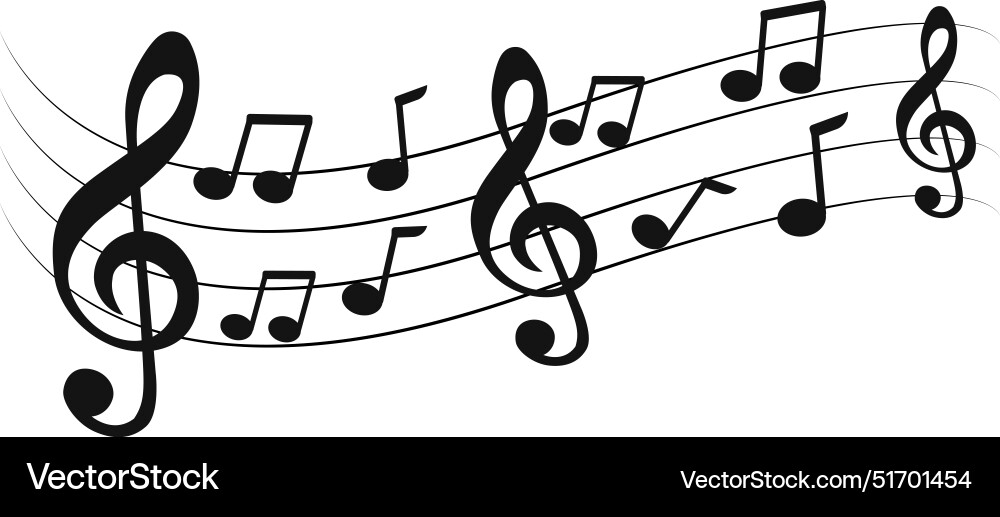 Music notes wave curve musical signs sound Vector Image