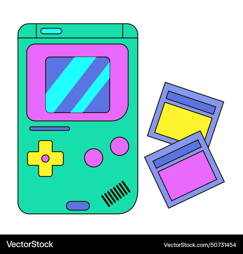 Portable video game console retro vintage Vector Image