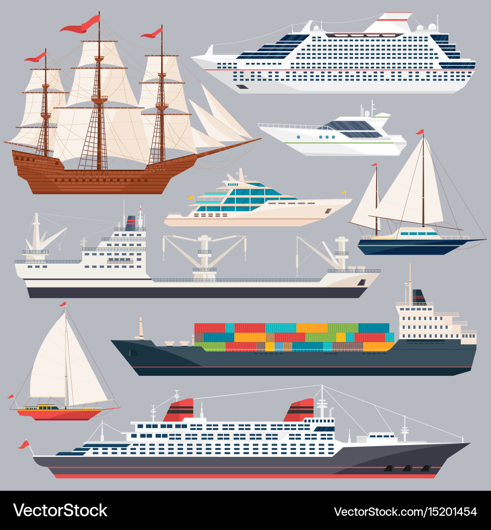 Sea transportation of ships Royalty Free Vector Image
