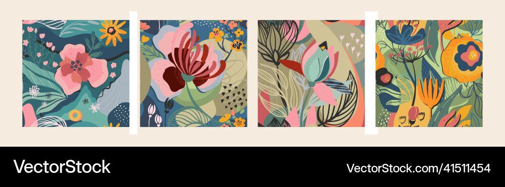 Set of abstract floral seamless patterns Vector Image