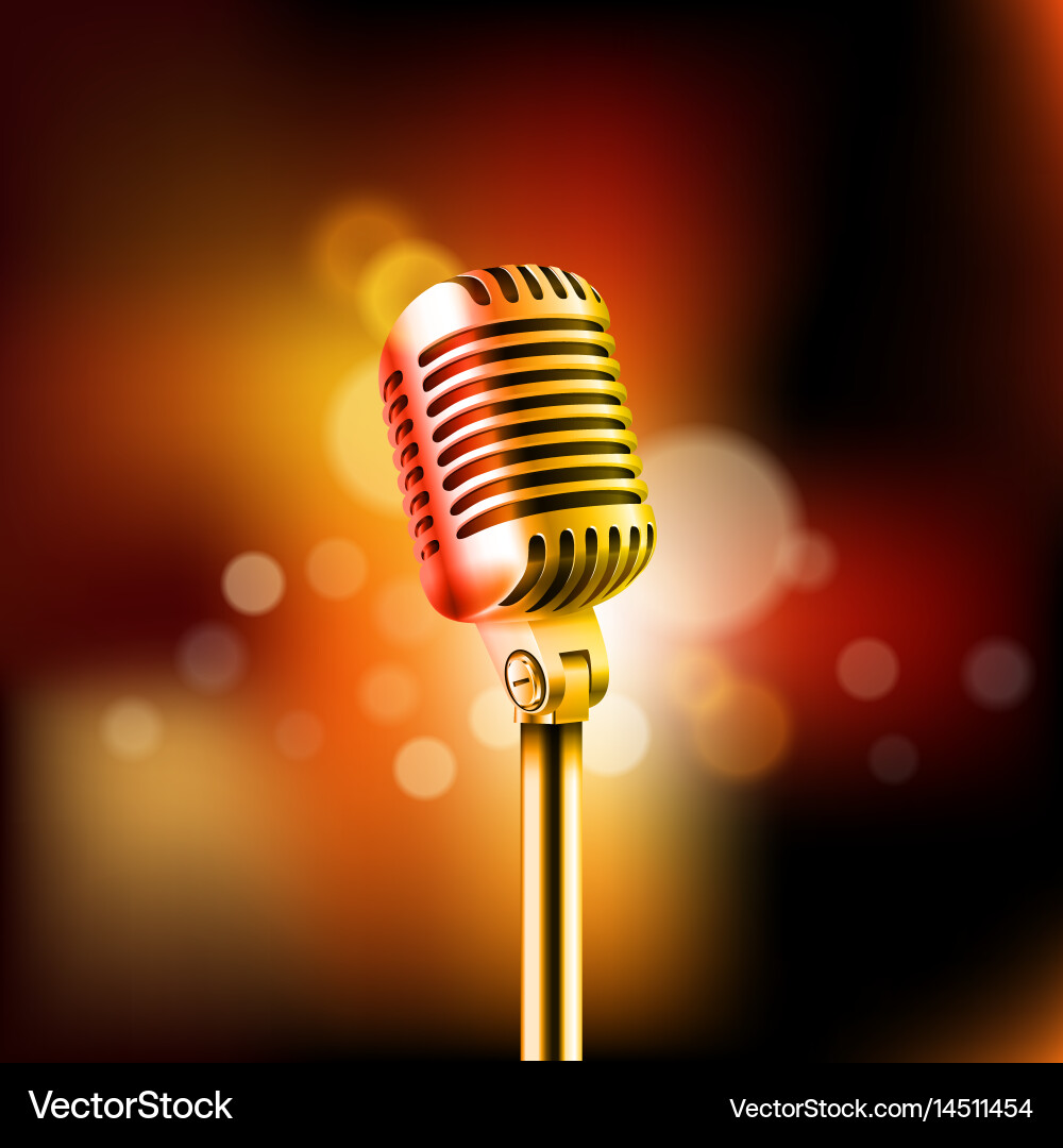 Shining microphone standup comedy show concept Vector Image