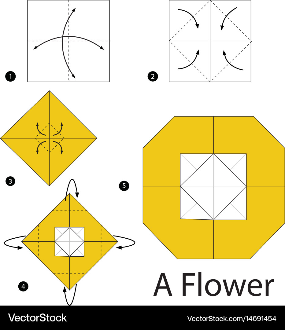 Step by instructions how to make origami Vector Image