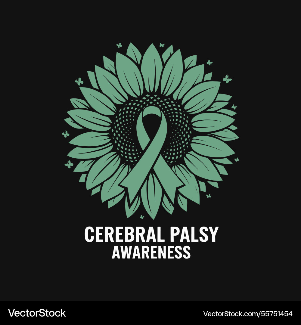 Sun flower ribbon design cerebral palsy awareness Vector Image