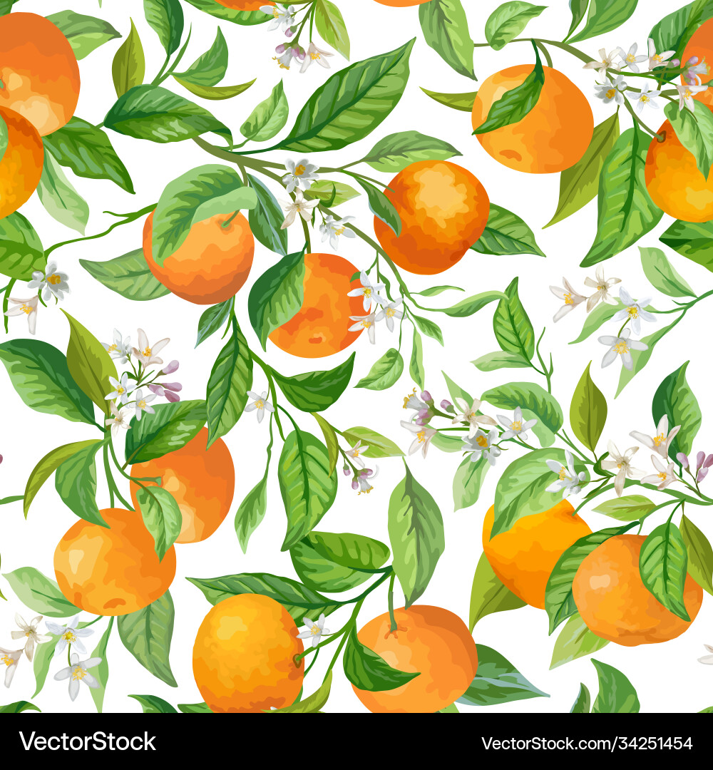Tropical Citrus Fruit Pattern Royalty Free Vector Image