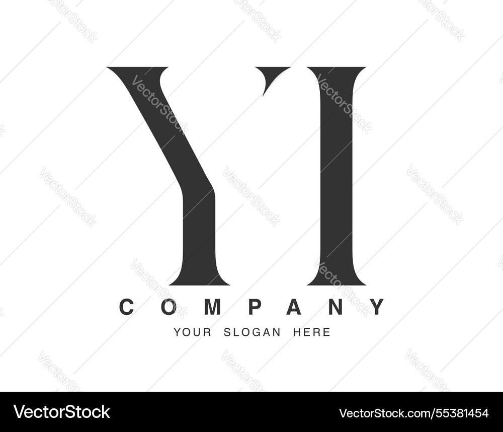 Yi logo design initial letter y and i serif font Vector Image