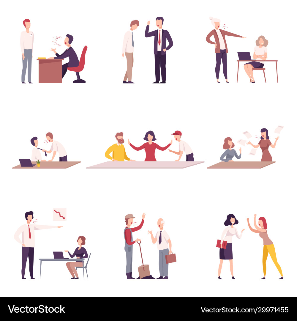 Aggressive Bosses Yelling at Workers Royalty Free Vector