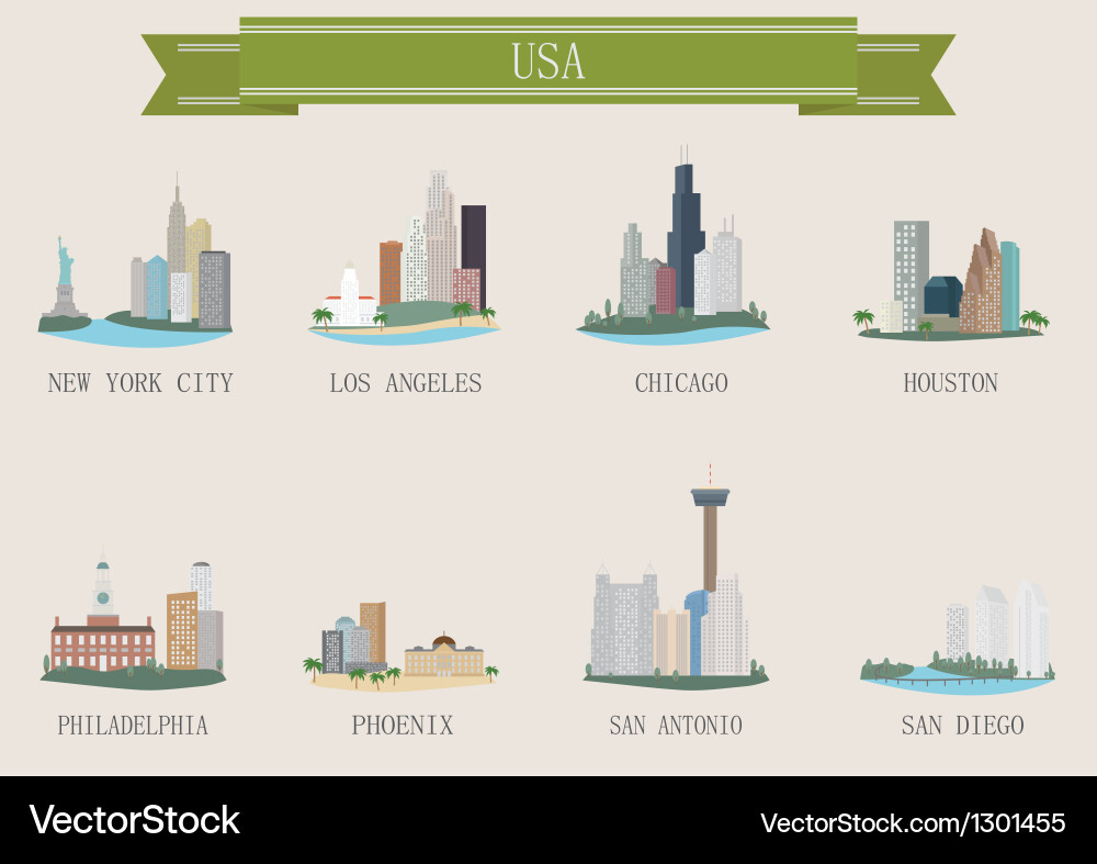 American cities Royalty Free Vector Image - VectorStock