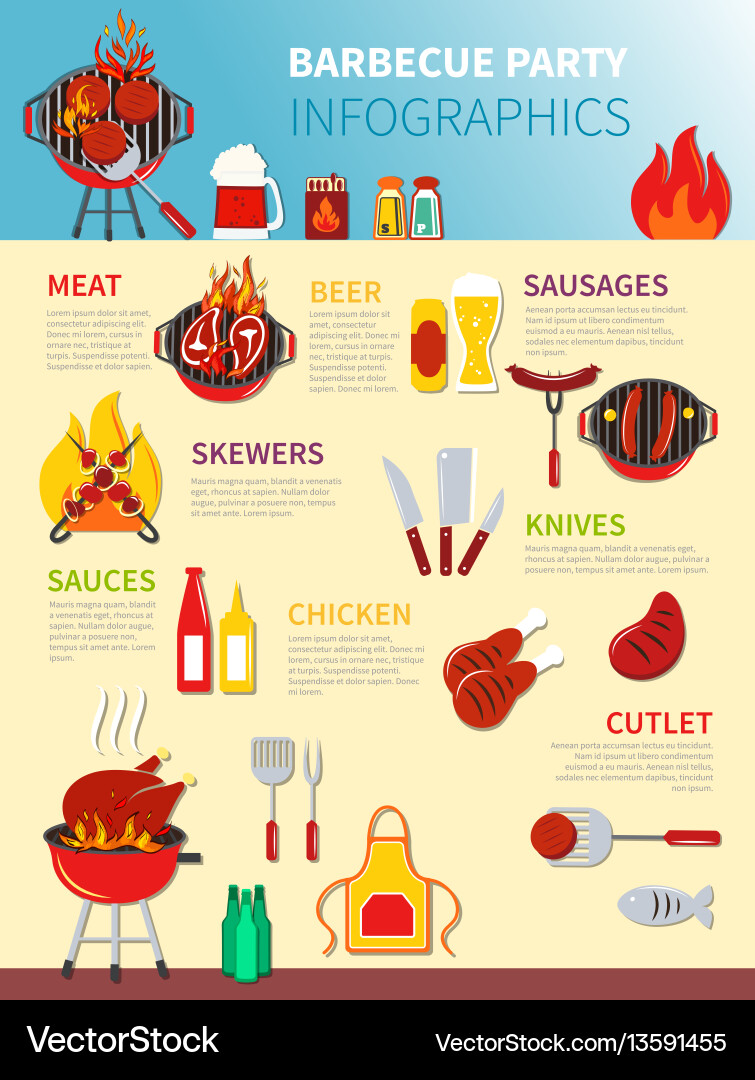 Barbecue party infographics Royalty Free Vector Image