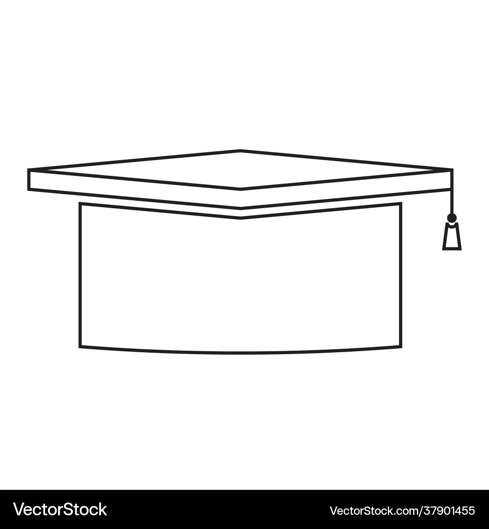 Black and white icon graduation cap Royalty Free Vector