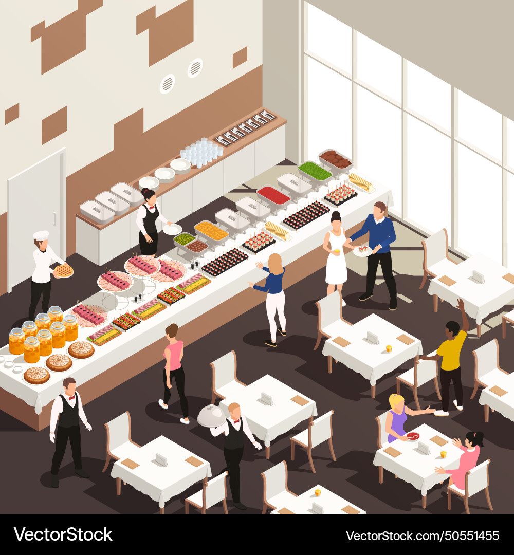 Catering isometric view Royalty Free Vector Image