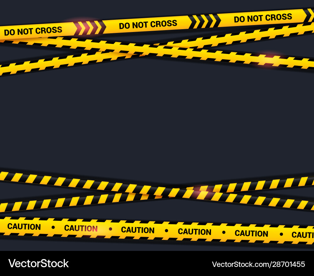 Caution tape on black background do not cross Vector Image