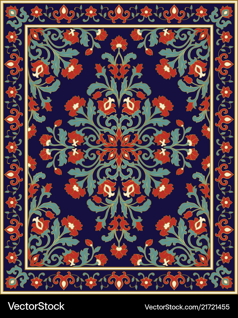 Colorful Floral Persian Carpet Royalty Free Vector Image