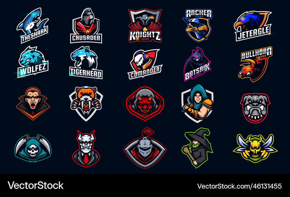 E-sport logo design bundle set symbol icon Vector Image
