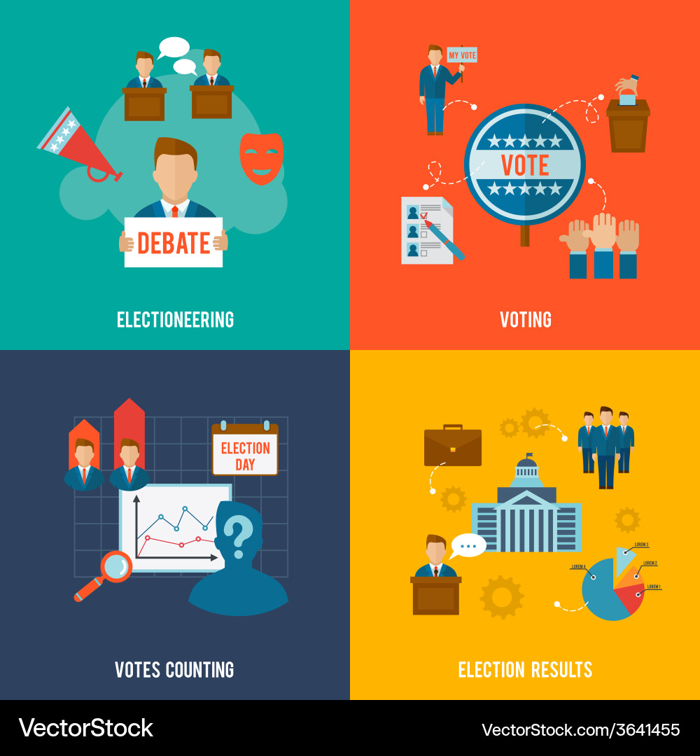 Election flat set Royalty Free Vector Image - VectorStock