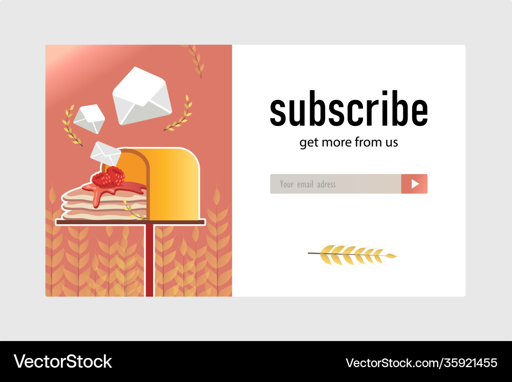 Email subscription design for bakery shop Vector Image