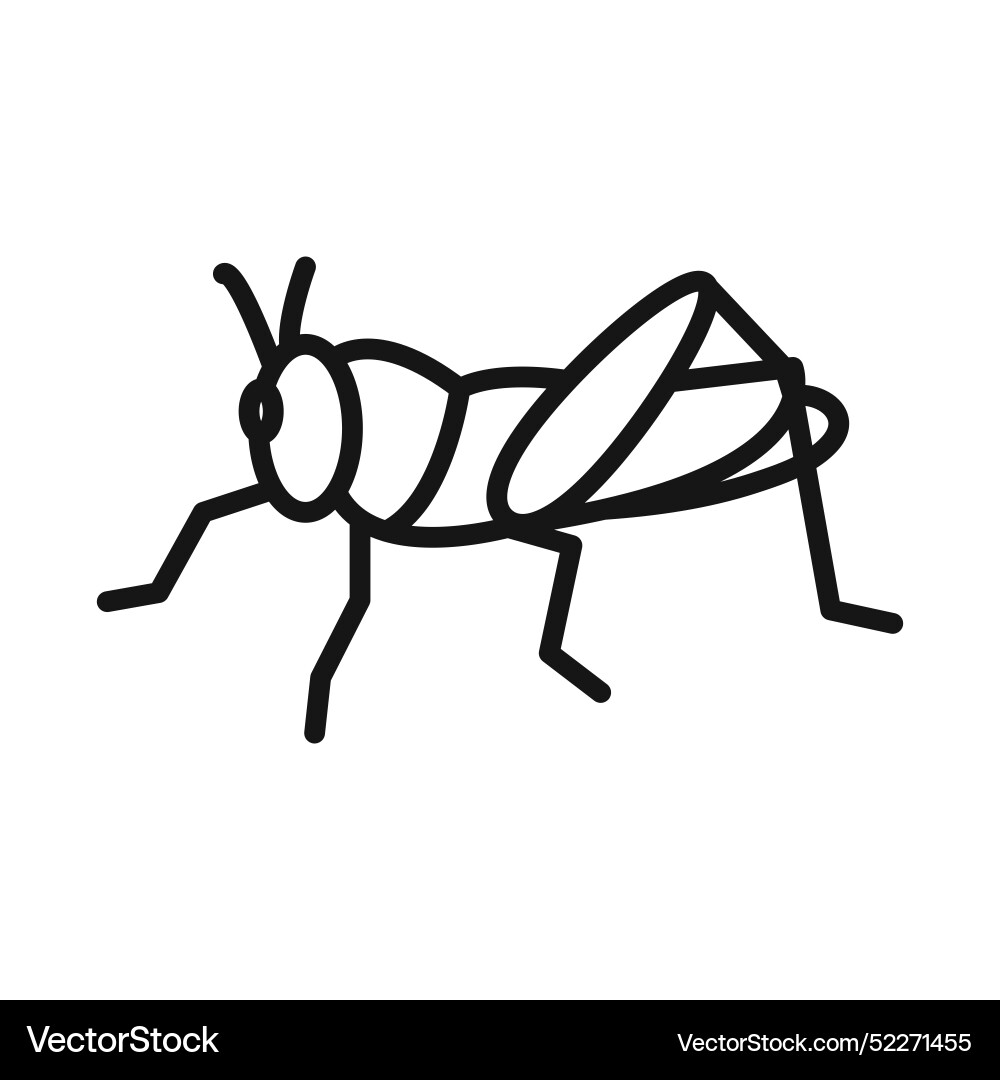 Grasshopper icon black line art logo Royalty Free Vector