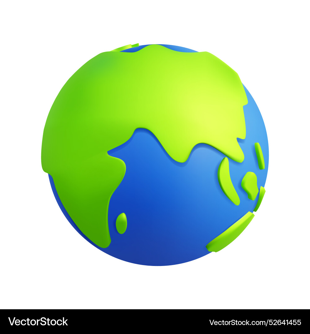 Green earth 3d cartoon render isolated element Vector Image