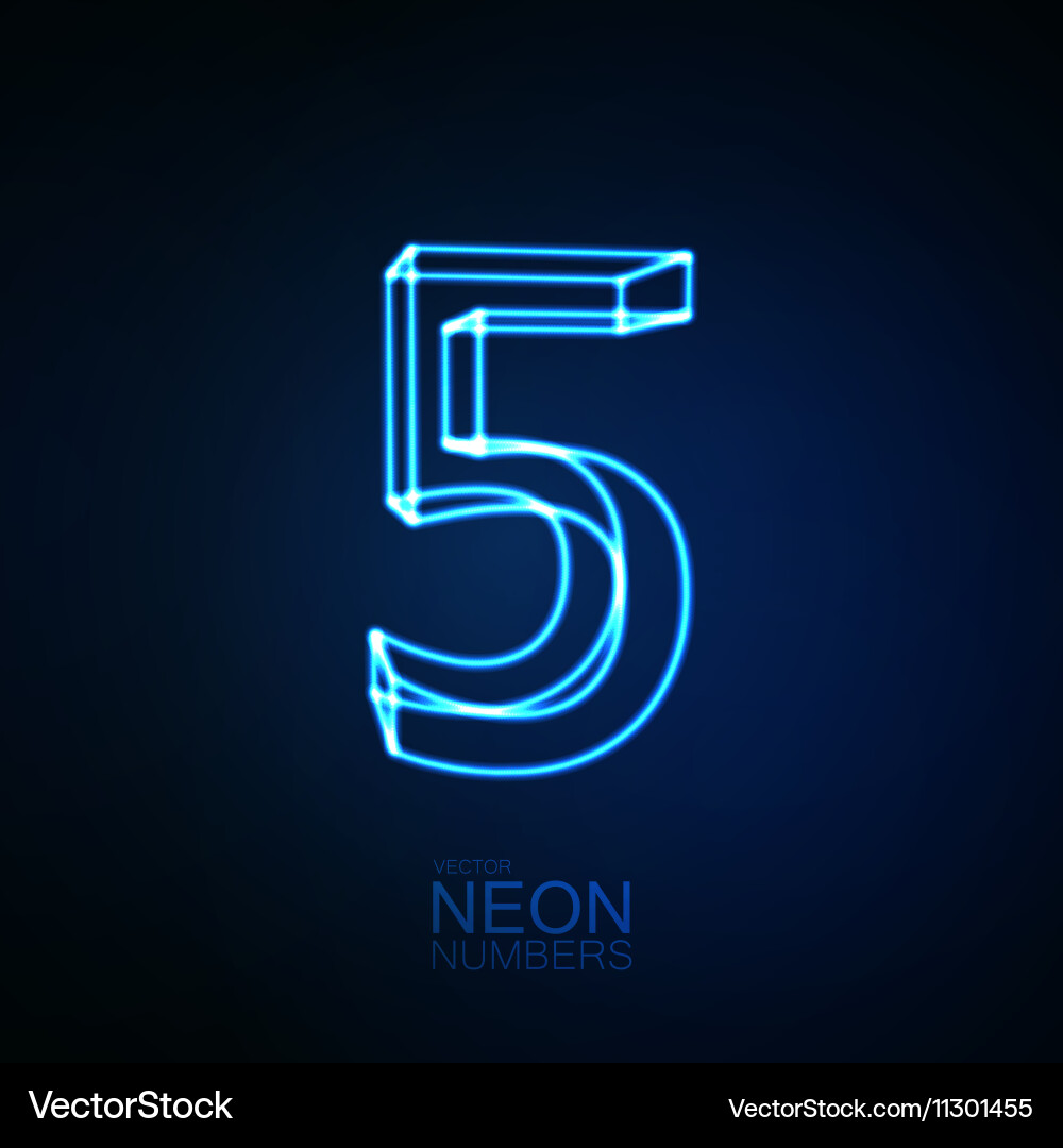 Neon 3d number 5 Royalty Free Vector Image - VectorStock