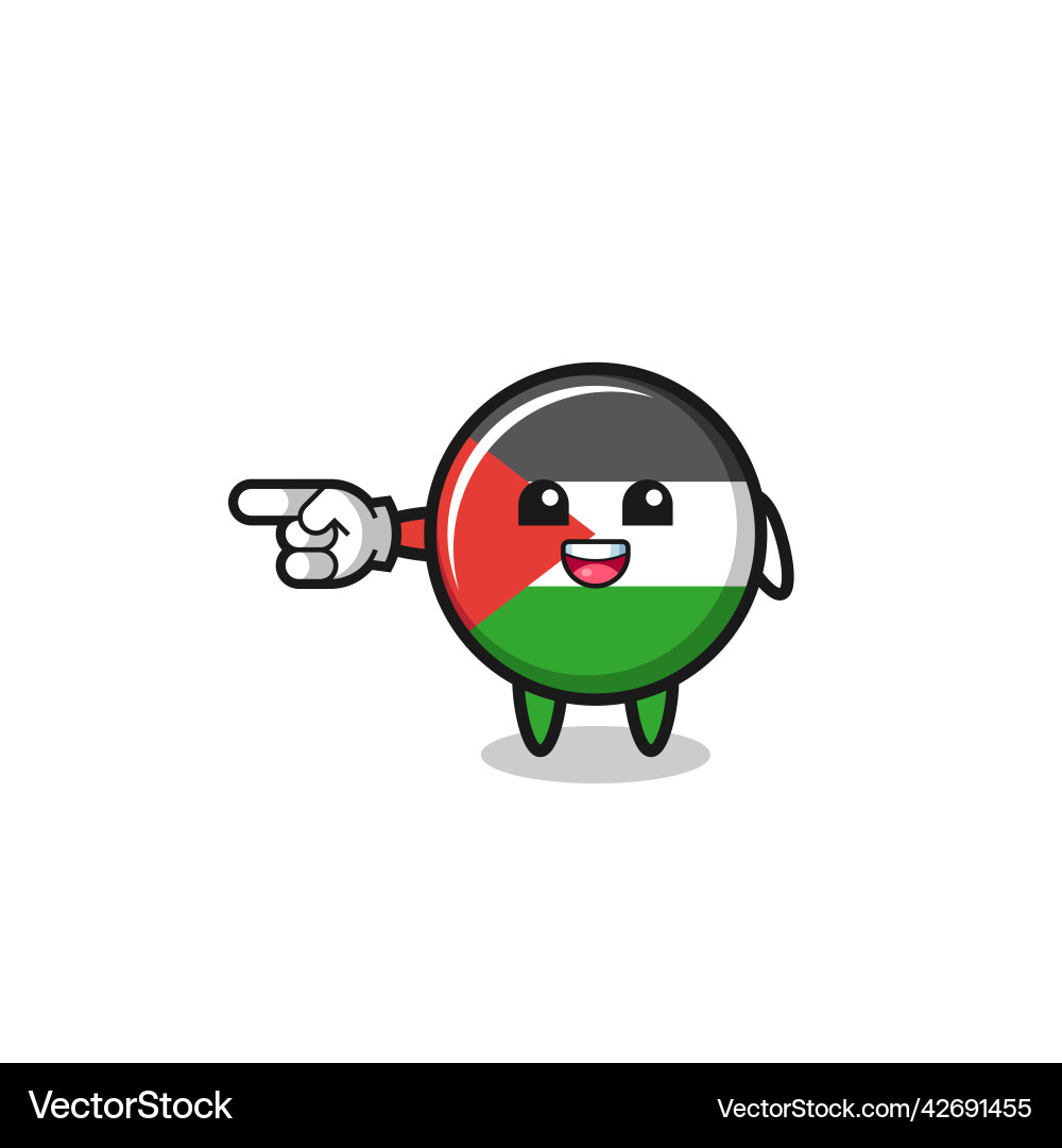 Palestine flag cartoon with pointing left gesture Vector Image