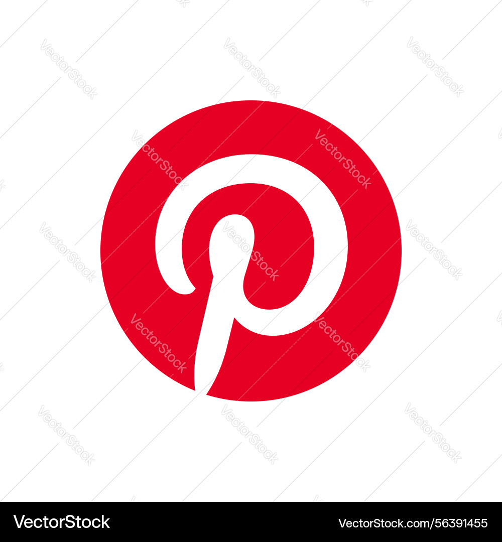 Pinterest circle logo icon pin app editable svg Vector Image