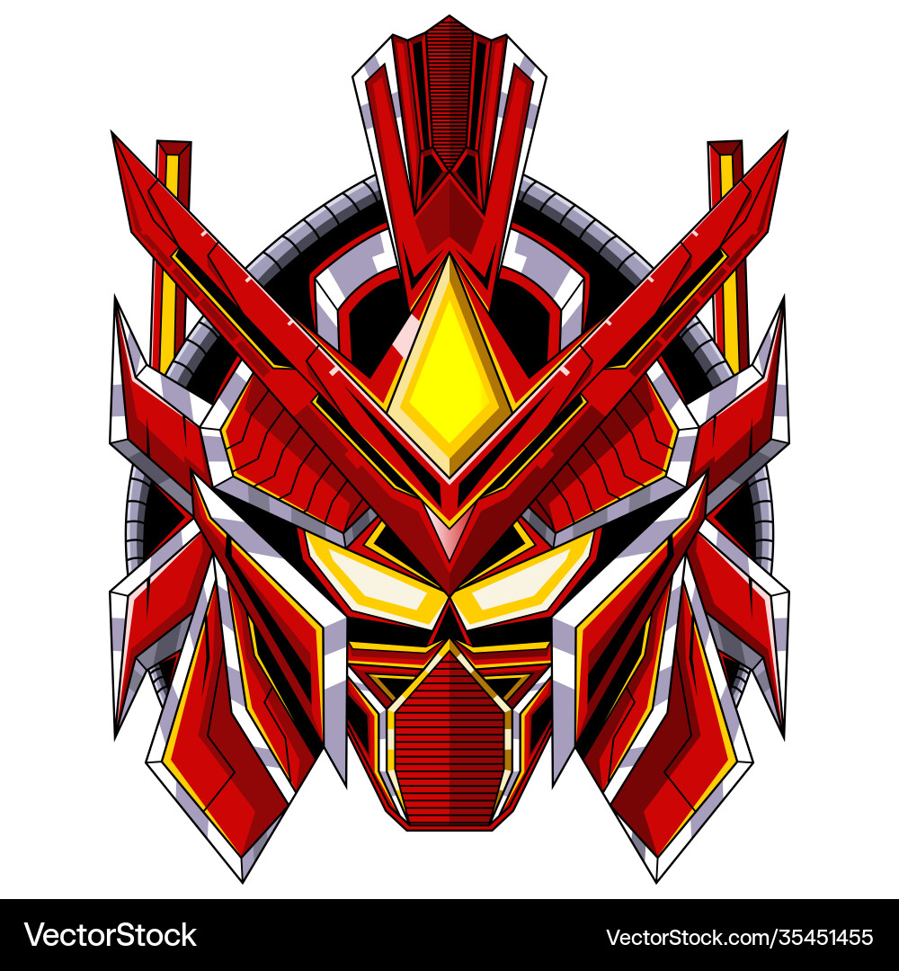 Red robot head mascot logo design Royalty Free Vector Image