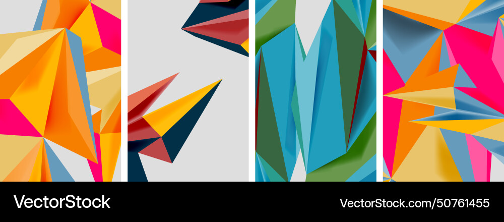 Set of mosaic triangle pattern abstract posters Vector Image