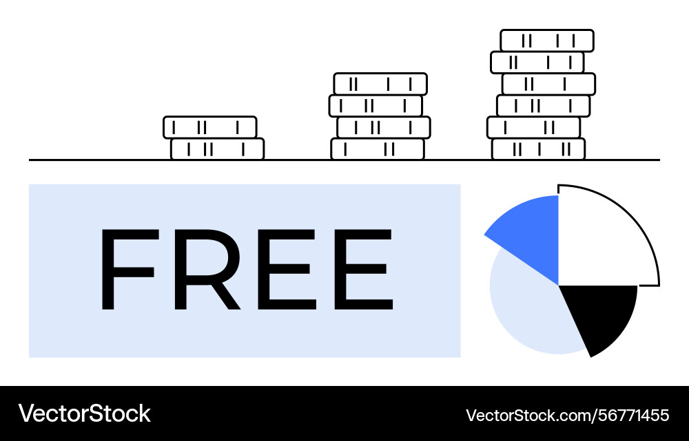 Stacked coins and pie chart representing free Vector Image
