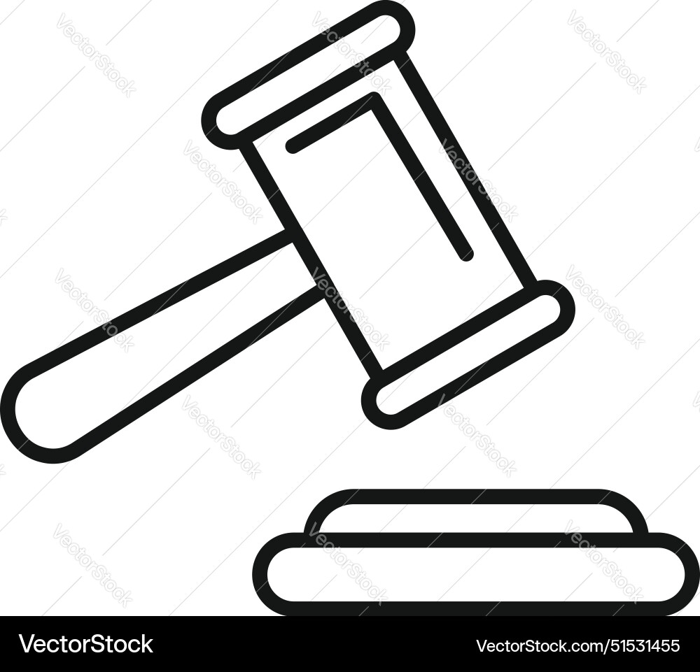 Striking gavel icon showing justice Royalty Free Vector