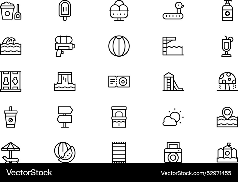 Water park icons collection Royalty Free Vector Image
