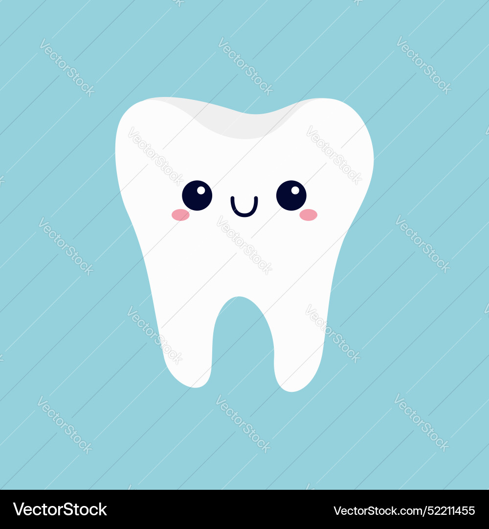 White tooth icon healthy teeth cute cartoon Vector Image