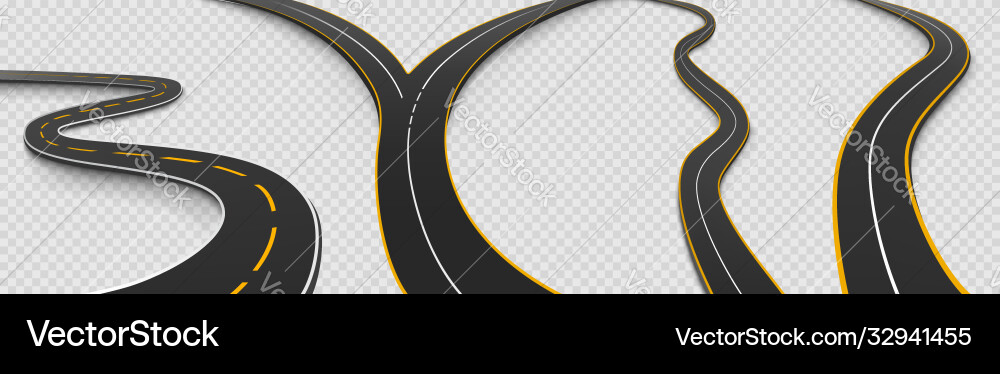 Winding Road Highway Icons Set Royalty Free Vector Image
