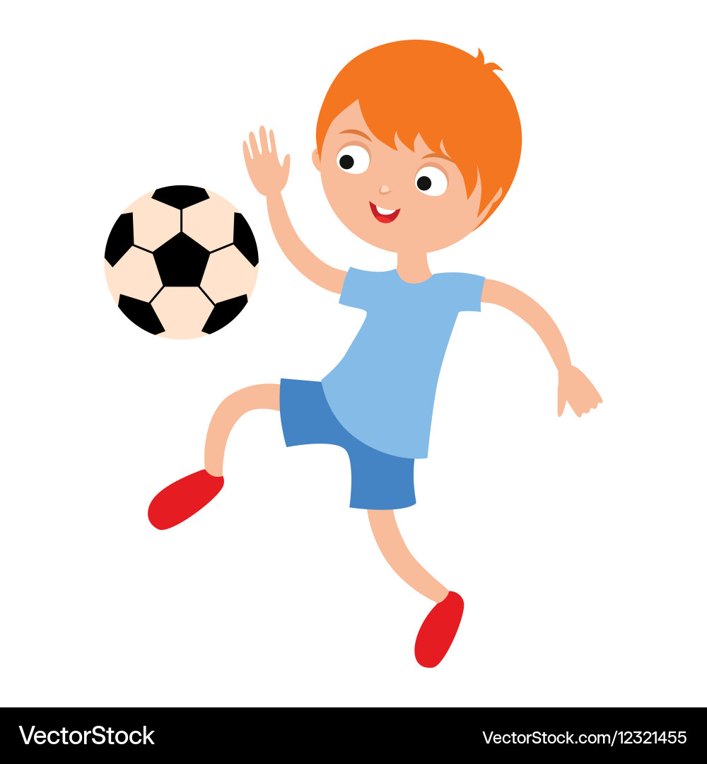 Young child boy playing football Royalty Free Vector Image
