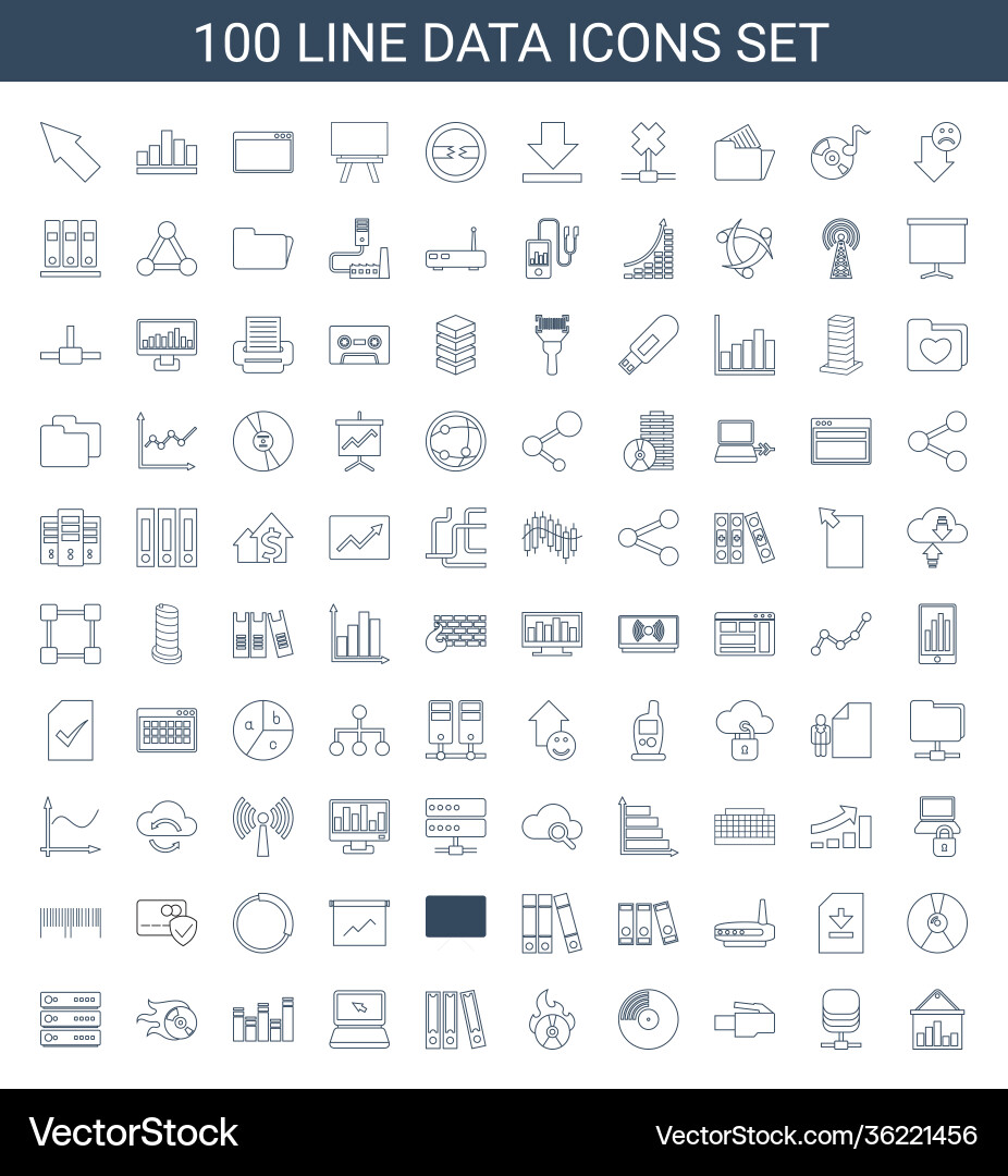 100 Datensymbole Lizenzfreies Vektorbild - VectorStock