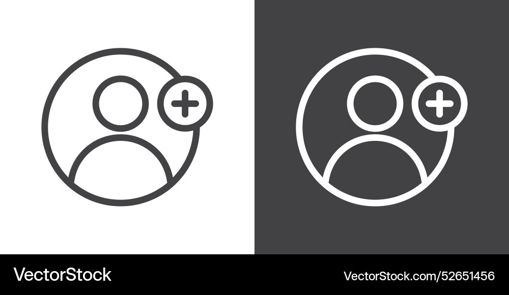 Add a new user icon flat set outline Royalty Free Vector