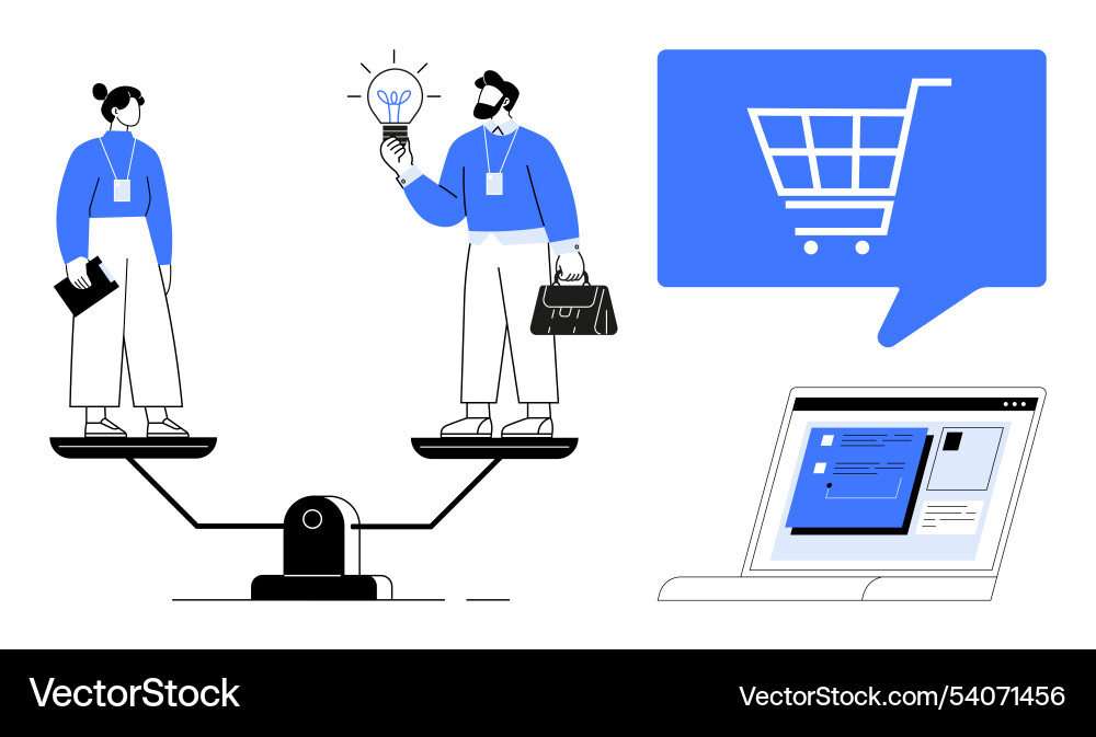 Business professionals sharing ideas on balance Vector Image