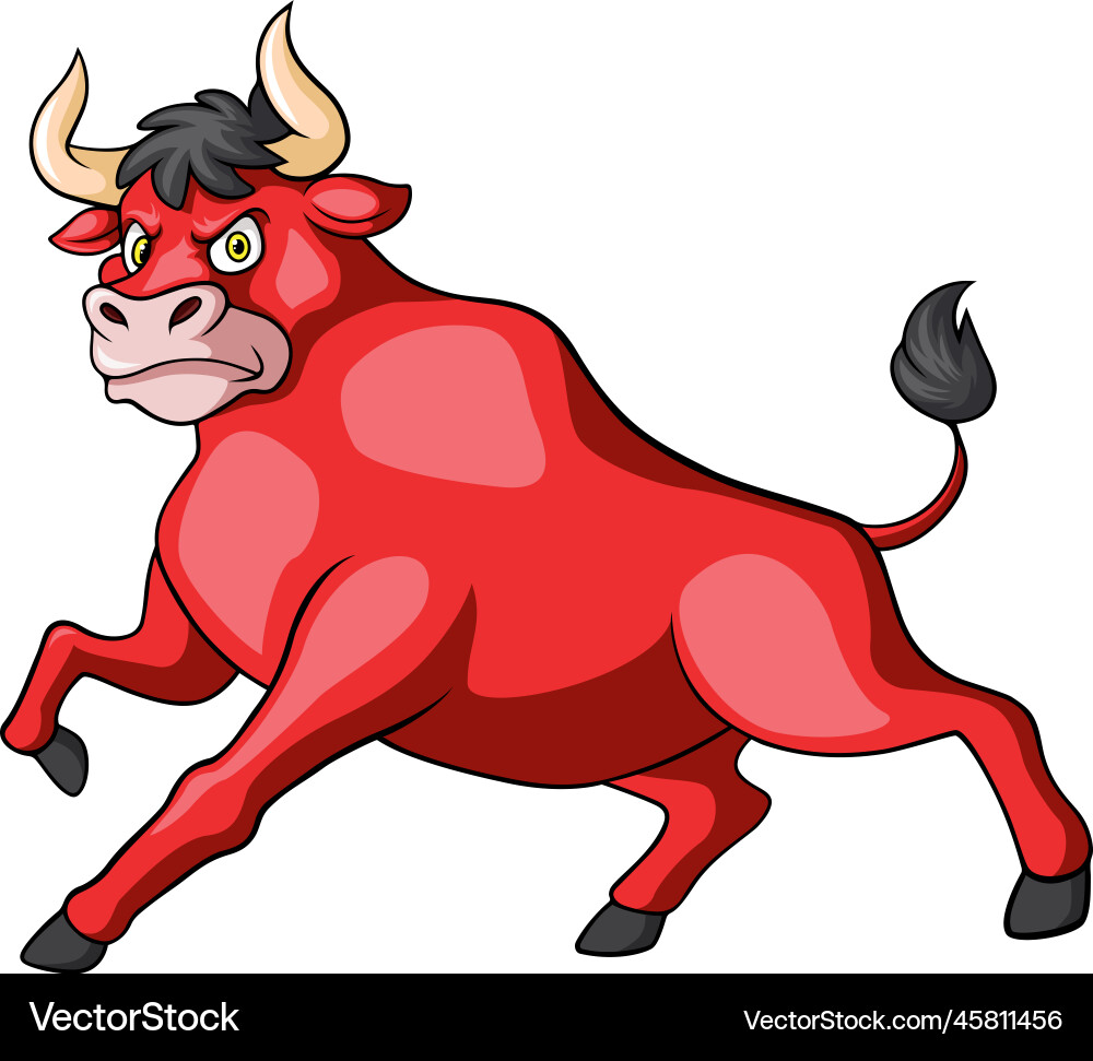 Charging red bull cartoon character Royalty Free Vector