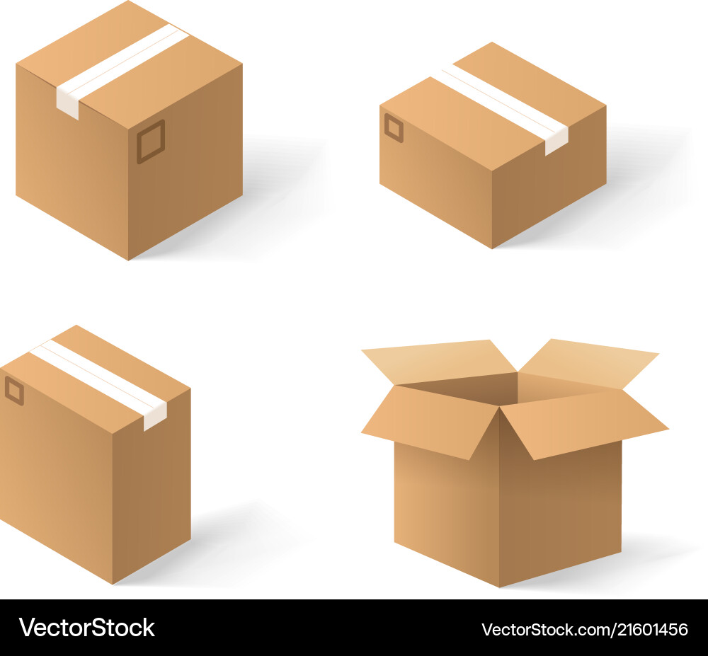 Craft Boxes Set - Isolated Royalty Free Vector Image