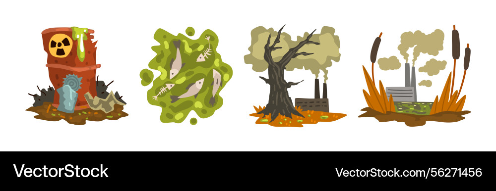 Environmental pollution with toxic nuclear waste Vector Image