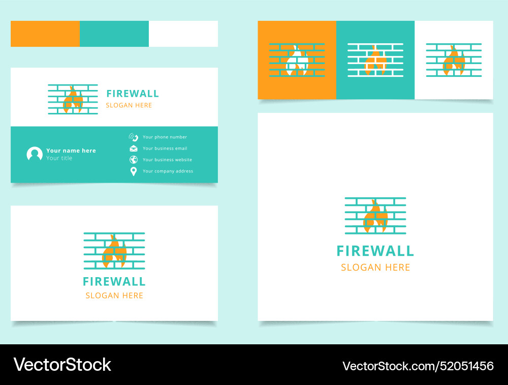 Firewall logo concept featuring a brick wall Vector Image