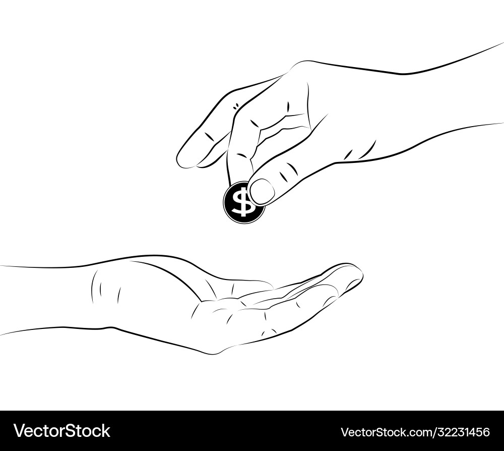 Hand holding a coin icon Royalty Free Vector Image