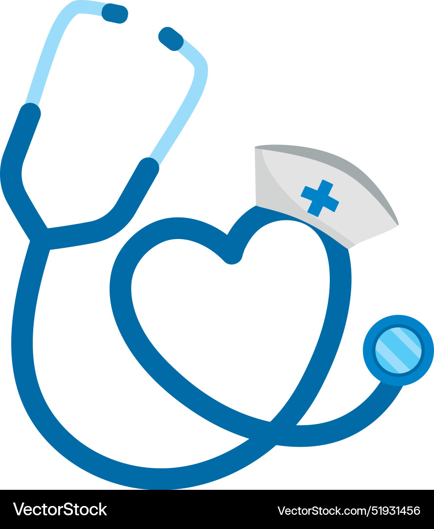 Heart and stethoscope with nurse cap Royalty Free Vector