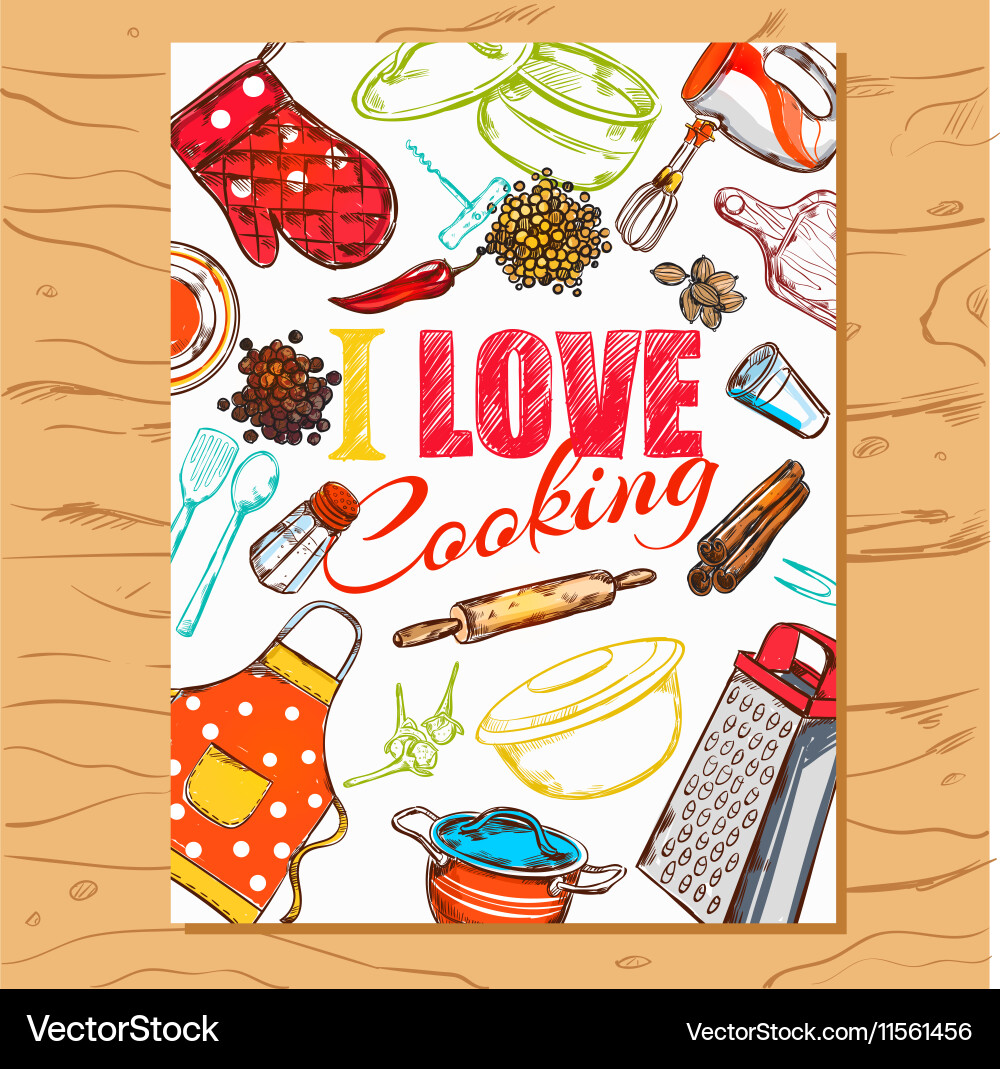 I love cooking poster Royalty Free Vector Image