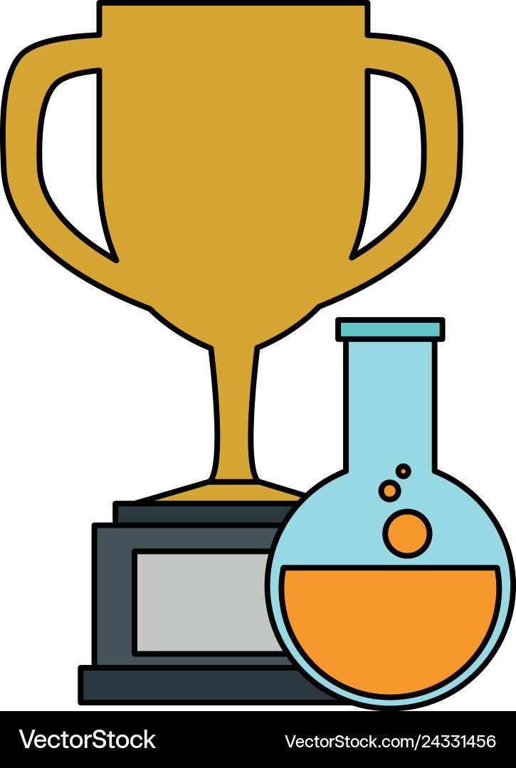 Laboratory tube test flask with trophy cup Vector Image