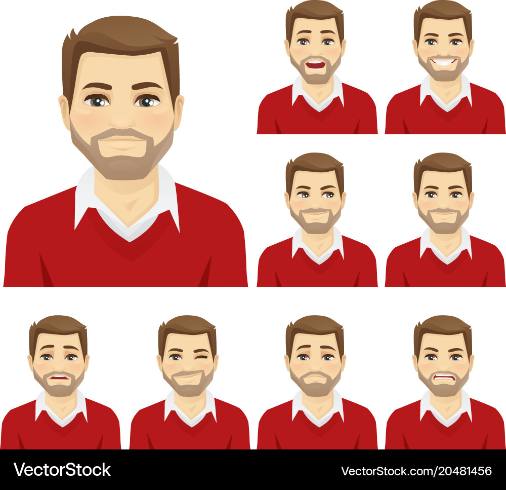 Man emotion set Royalty Free Vector Image - VectorStock