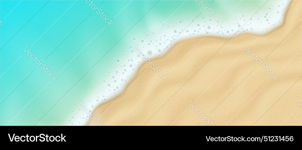 Sea beach with sand and water wave top view Vector Image
