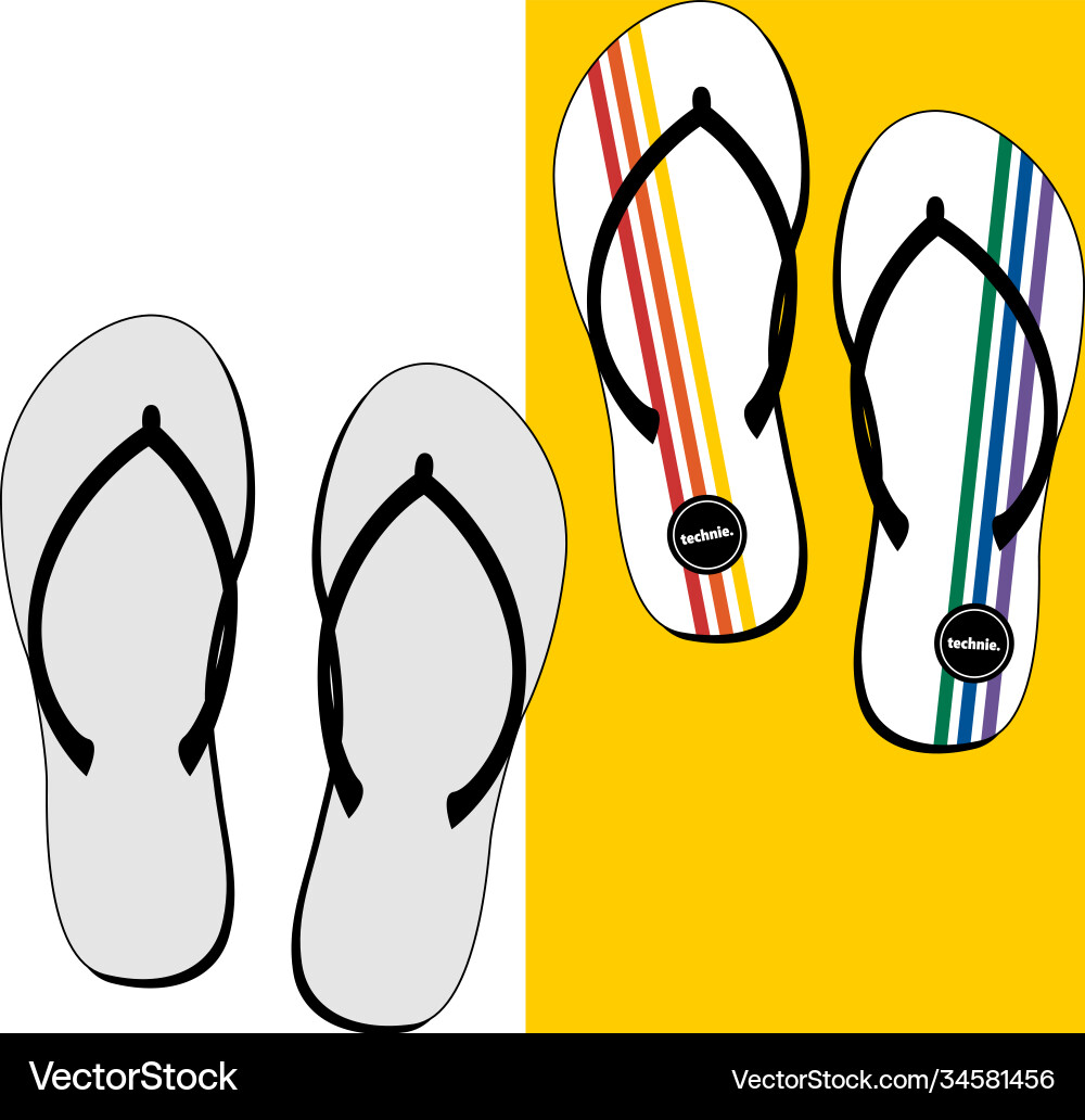 Technie flip flops flat template Royalty Free Vector Image