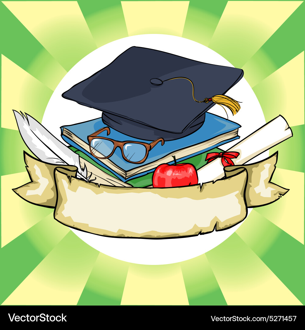 Back to school label with ribbon banner Royalty Free Vector