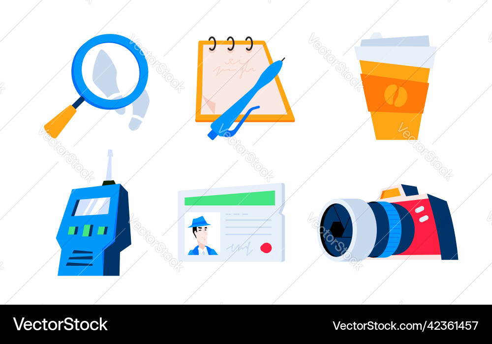 Detective investigation and surveillance - flat Vector Image