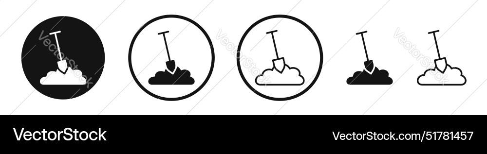 Digging icon set black filled and outlined style Vector Image